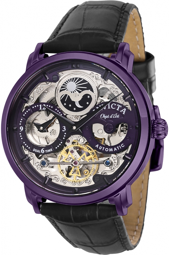 Invicta Objet D Art Automatic Day-Night Purple Dial Ladies Watch 40617 ...