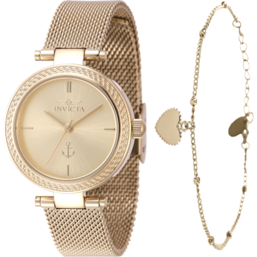 Invicta Ocean Voyage Quartz Gold Dial Ladies Watch 47268 886678626687 ...