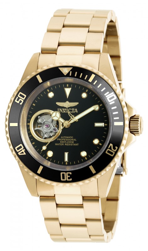 Invicta Pro Diver Automatic Black Dial Yellow Gold-plated Men's Watch ...
