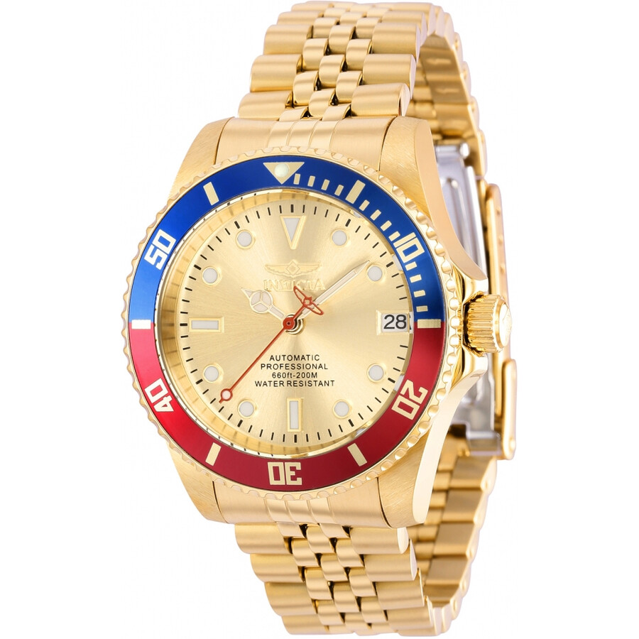 Invicta Pro Diver Automatic Gold Dial Pepsi Bezel Ladies Watch 39337 ...