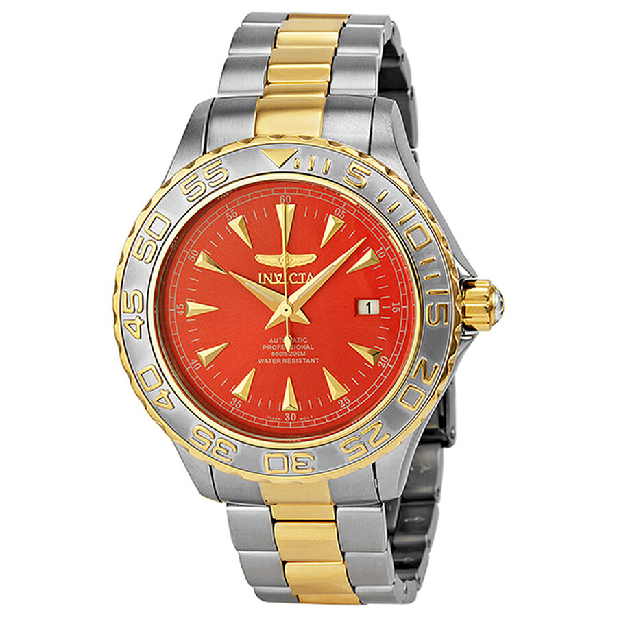 Invicta Pro Diver Automatic Red Dial Two-Tone Stainless Steel Men's ...