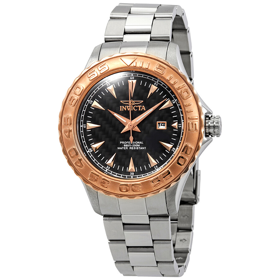 Invicta Pro Diver Black Carbon Fiber Dial Stainless Steel Men's Watch ...