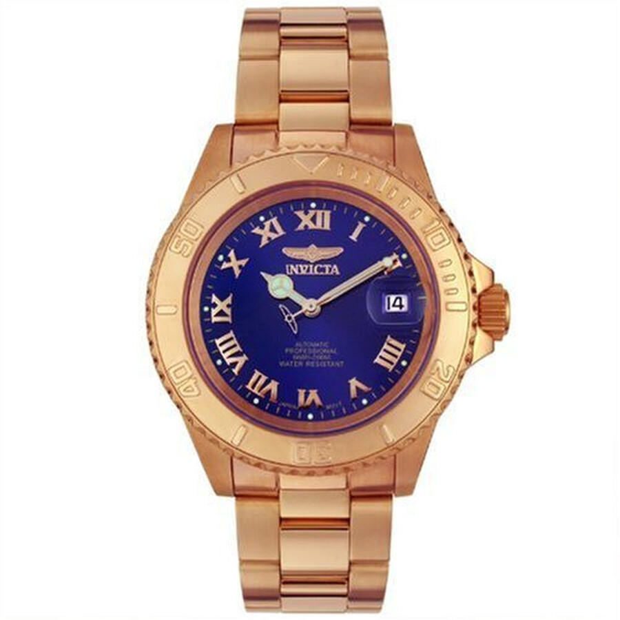 Invicta Pro Diver Blue Dial Rose Gold Tone Automatic Men's Watch 3512 ...