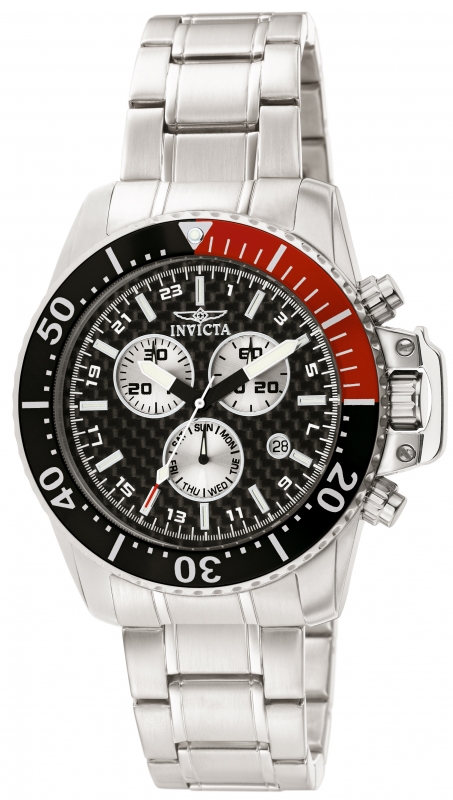 Invicta Pro Diver Chronograph Black Carbon Fiber Dial Coke Bezel Men's ...