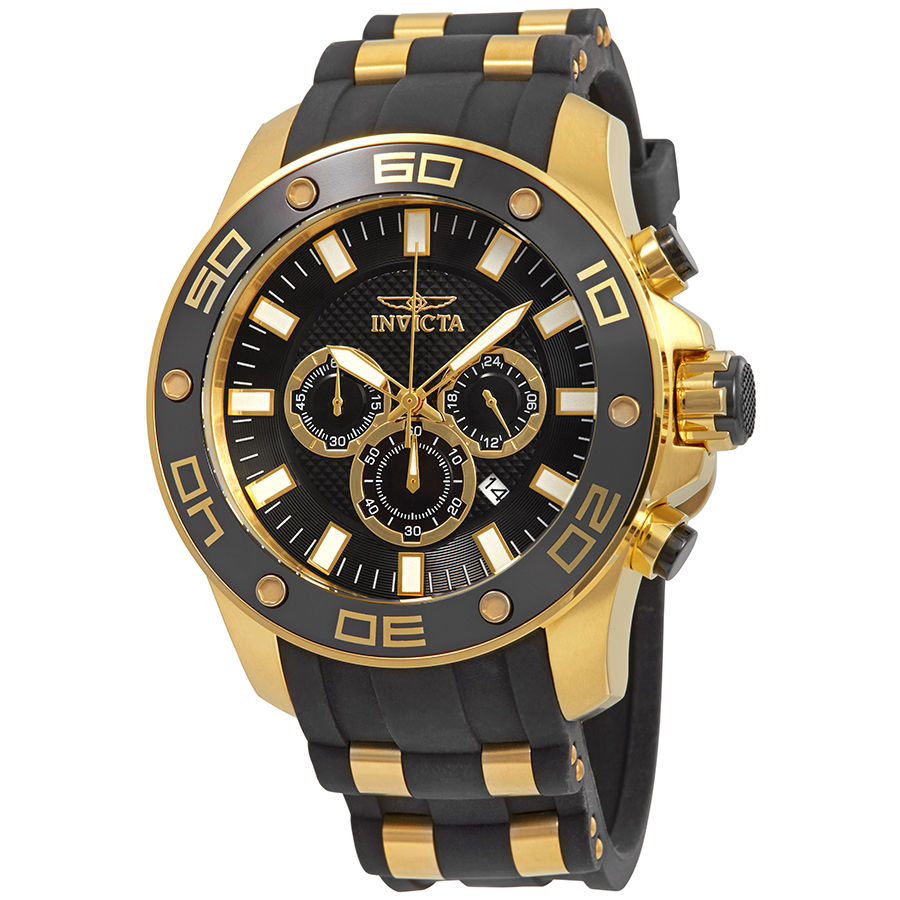Invicta Pro Diver Chronograph Black Dial Two-Tone Men's Watch 26086 ...