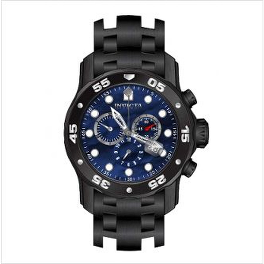 Invicta Pro Diver Chronograph Blue Dial Black Ion-plated Men's Watch ...