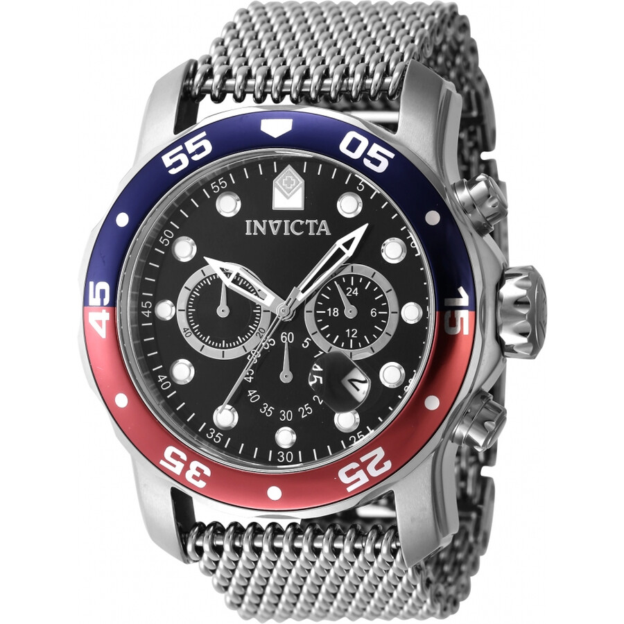Invicta Pro Diver Chronograph GMT Quartz Black Dial Pepsi Bezel Men's ...