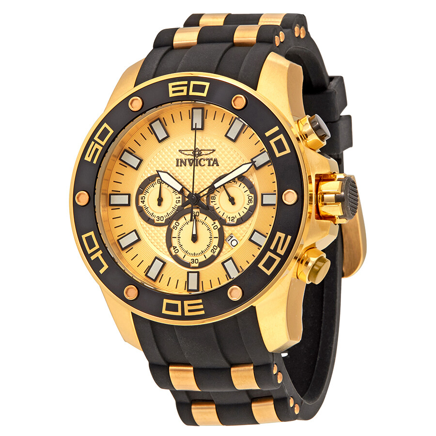 Invicta Pro Diver Chronograph Gold Dial Men's Watch 26088 886678314775 ...