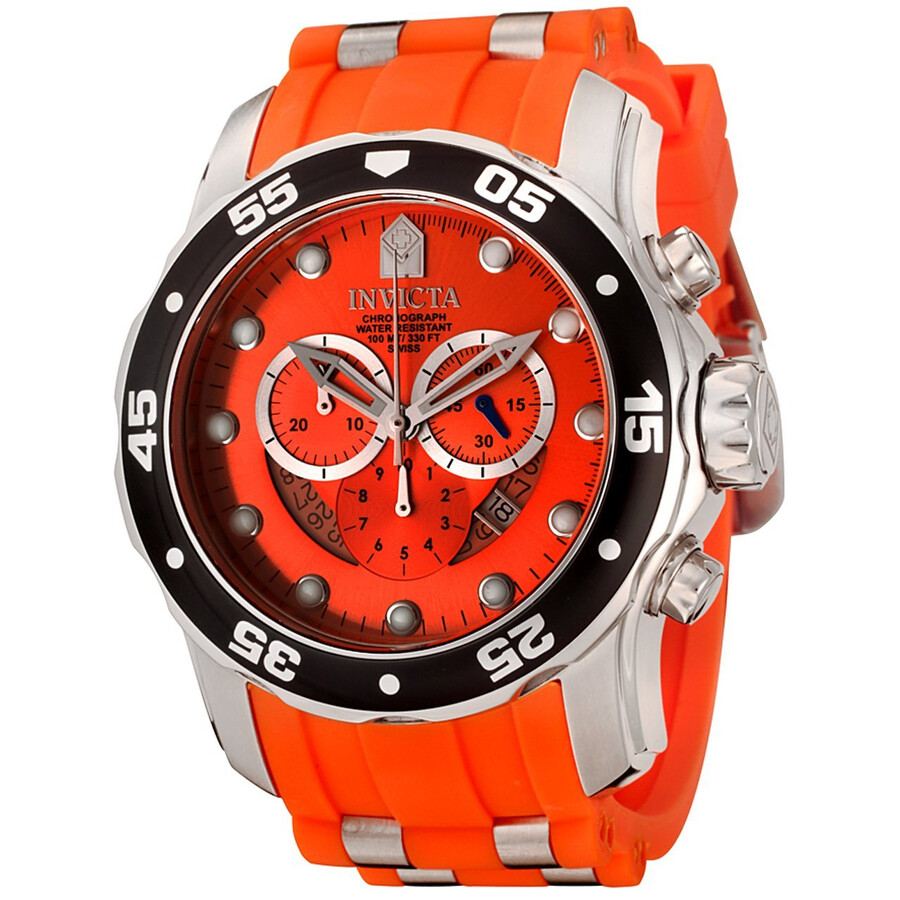 Invicta Pro Diver Chronograph Orange Men's Watch 6980 843836069809 ...