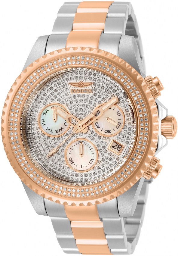 Invicta Pro Diver Chronograph Quartz Crystal Pave Dial Men's Watch ...