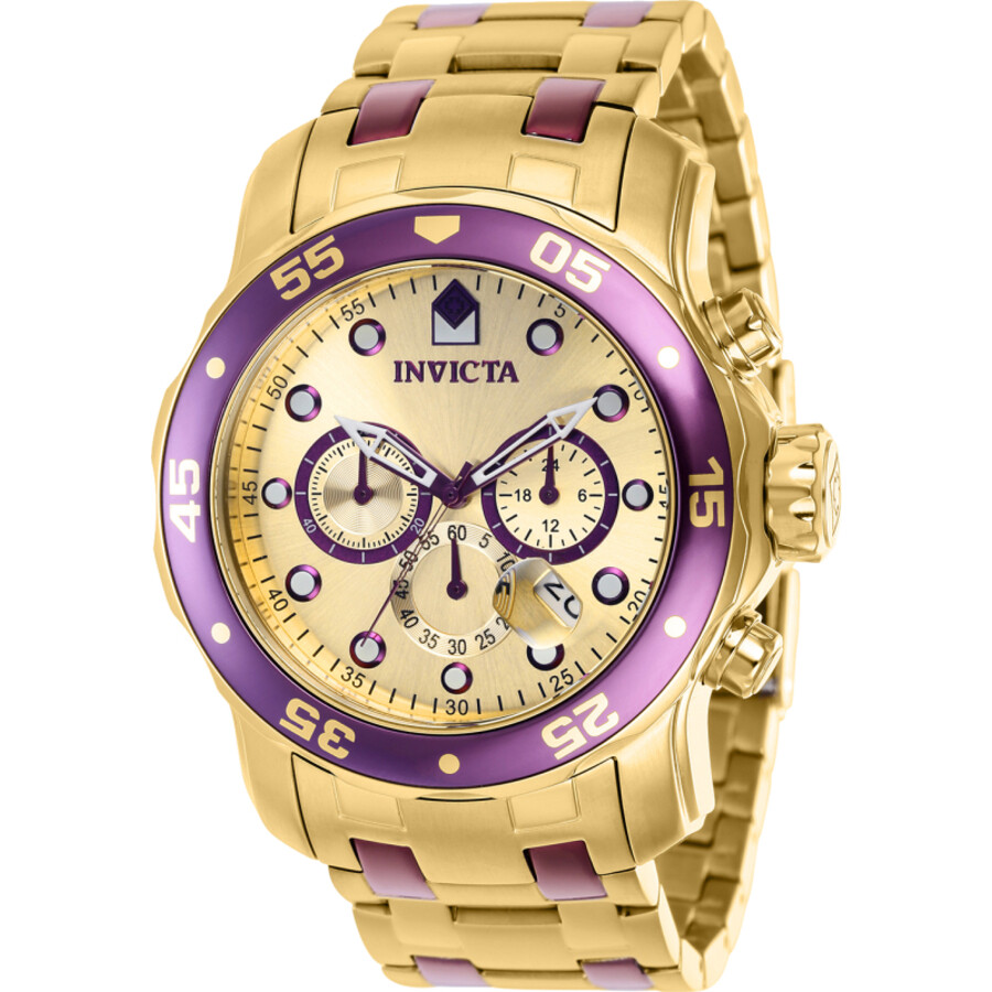 Invicta Pro Diver Chronograph Quartz Gold Dial Men's Watch 37692 ...