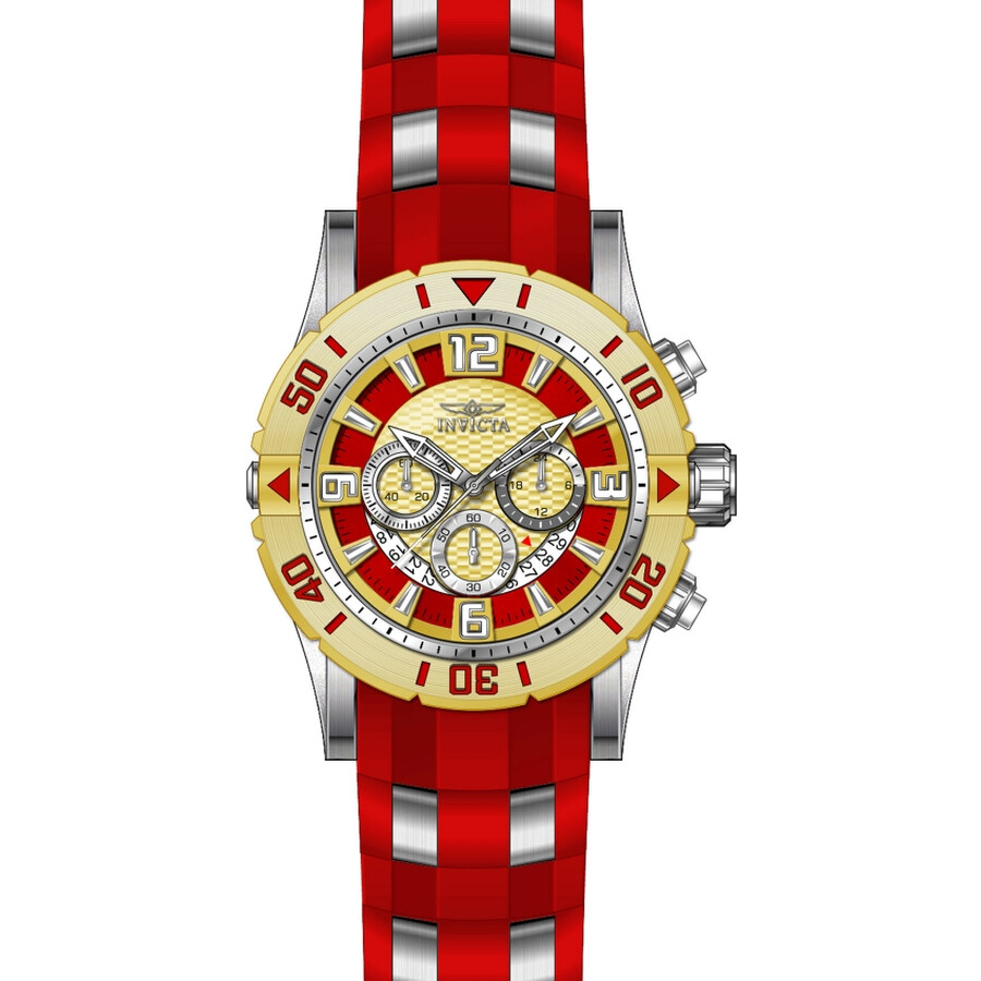 Invicta Pro Diver Chronograph Red and Gold Dial Men's Watch 24166 ...