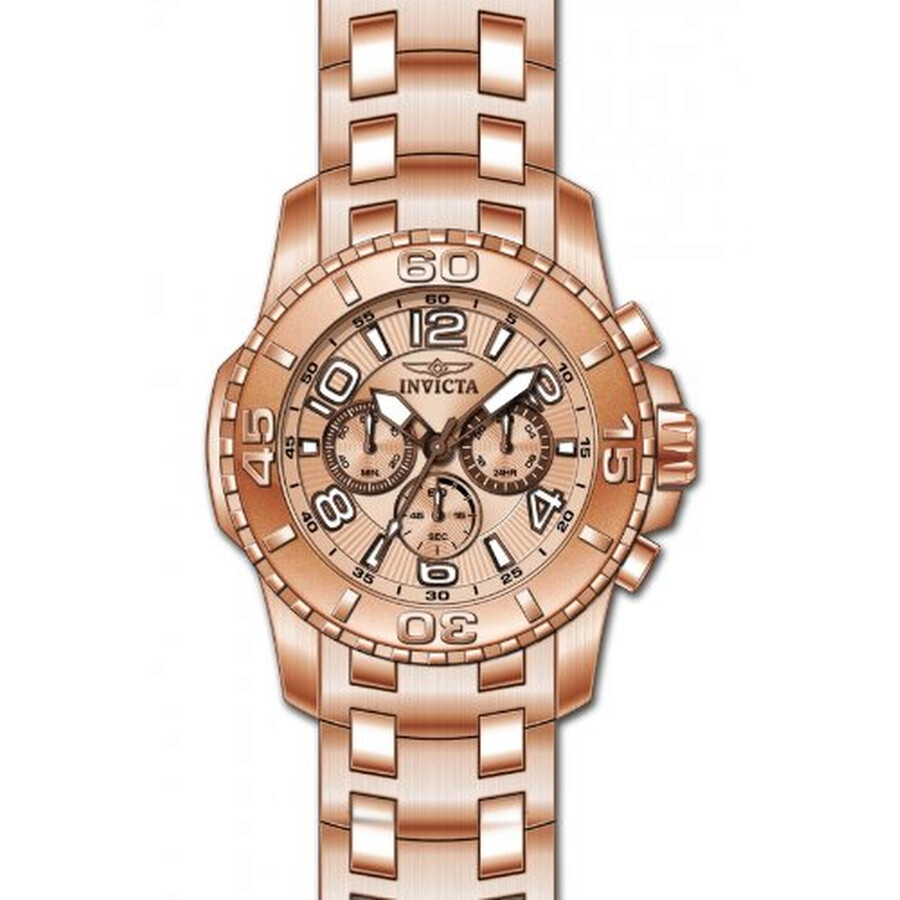 Invicta Pro Diver Chronograph Rose Dial Rose Gold-plated Men's Watch ...