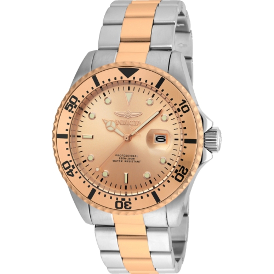 Invicta Pro Diver Date Quartz Rose Gold Dial Men's Watch 23226 ...