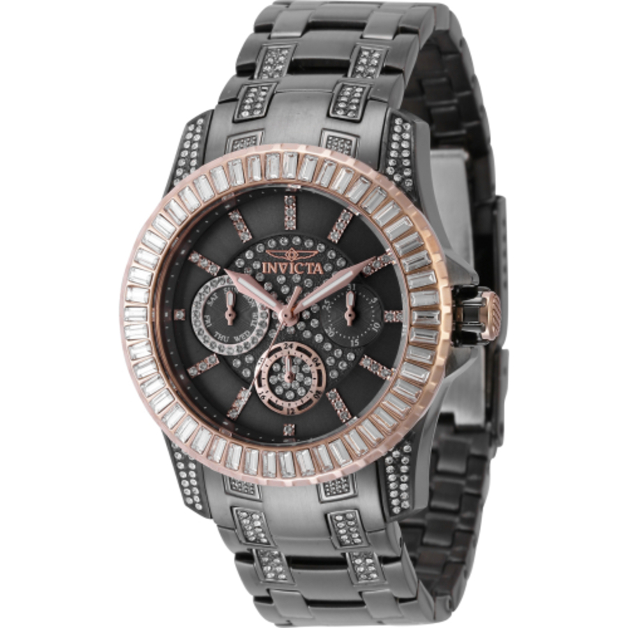Invicta Pro Diver GMT Quartz Crystal Gunmetal Dial Ladies Watch 44172 ...