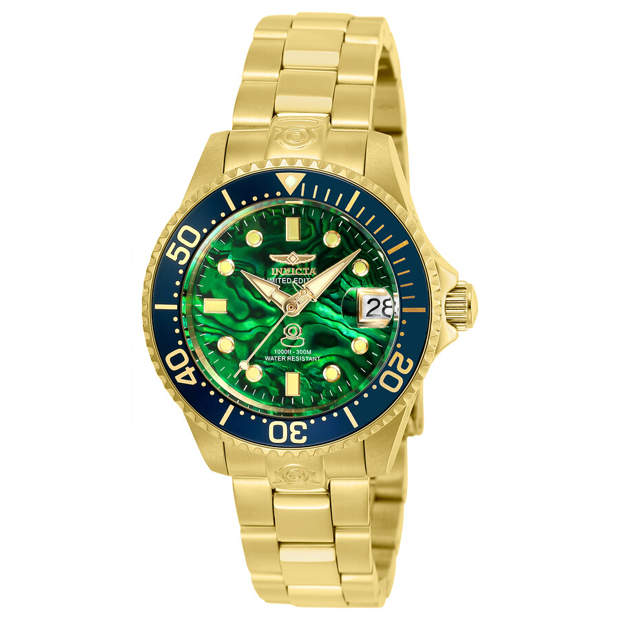 Invicta Pro Diver Automatic Mother of Pearl Dark Green Ladies Watch ...