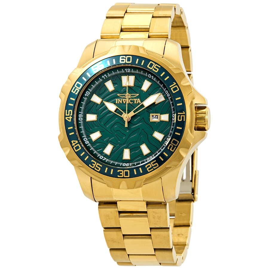 Invicta Pro Diver Green Dial Yellow Gold-plated Men's Watch 25785 ...