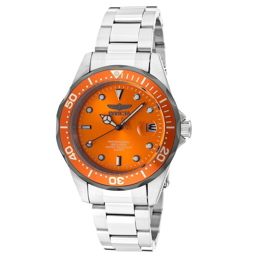 Invicta Pro Diver Orange Dial Stainless Steel Unisex Watch 12814 - Pro ...
