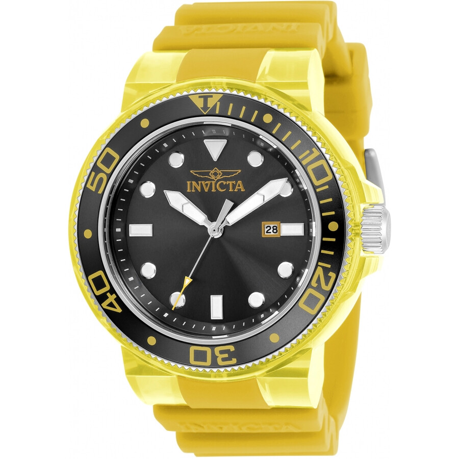 Invicta Pro Diver Quartz Black Dial Yellow Silicone Men's Watch 32328 ...