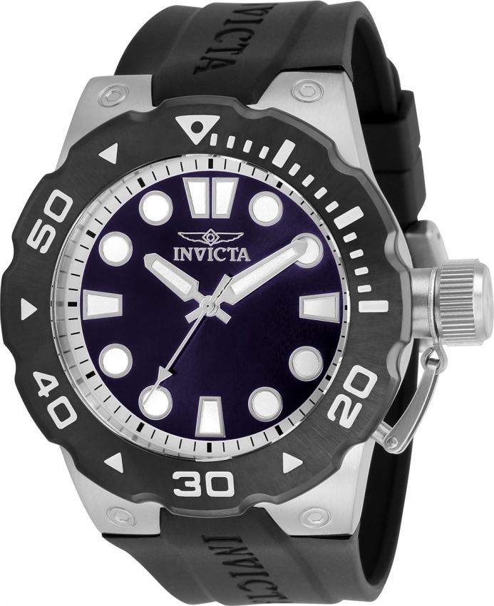 Invicta Pro Diver Quartz Blue Dial Black Silicone Men's Watch 30720 ...