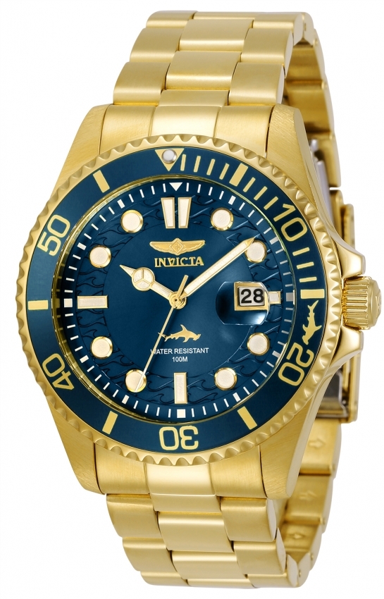 Invicta Pro Diver Quartz Blue Dial Yellow Gold-tone Men's Watch 30024 ...