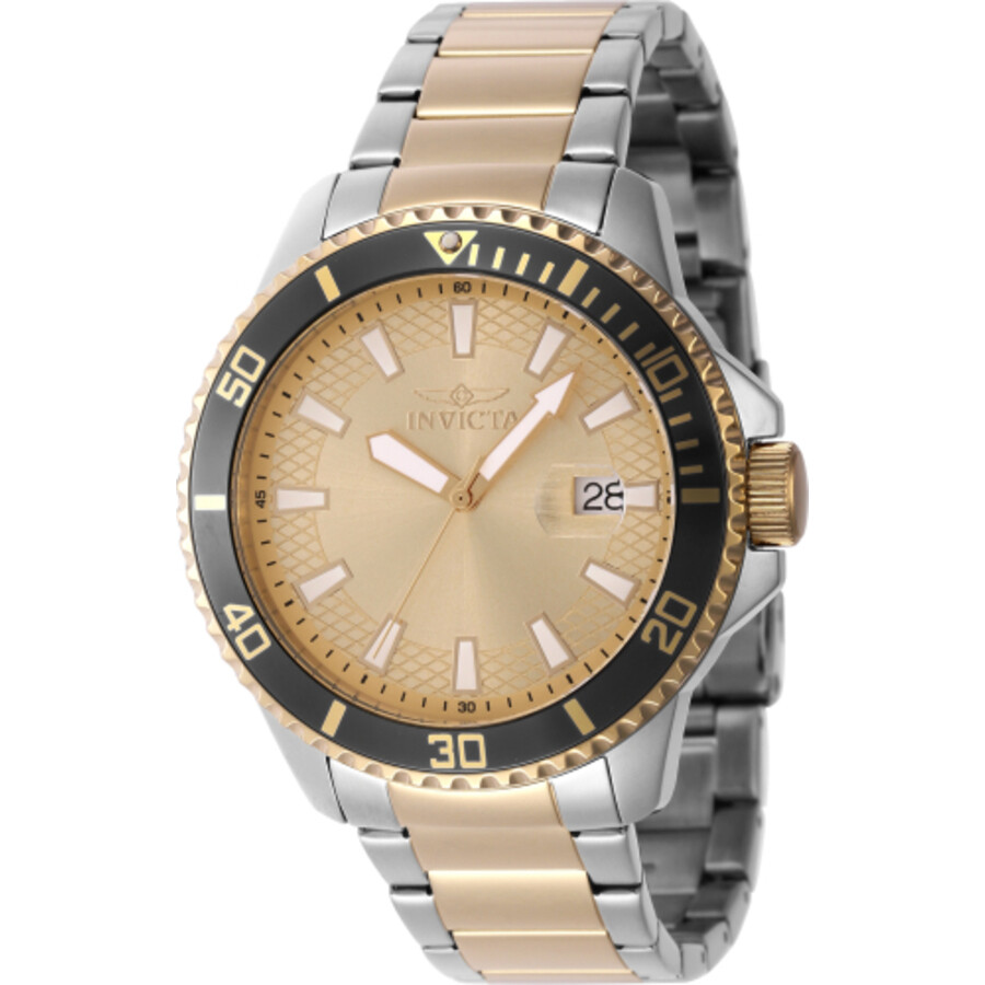 Invicta Pro Diver Quartz Date Gold Dial Men's Watch 46144 886678612024 ...