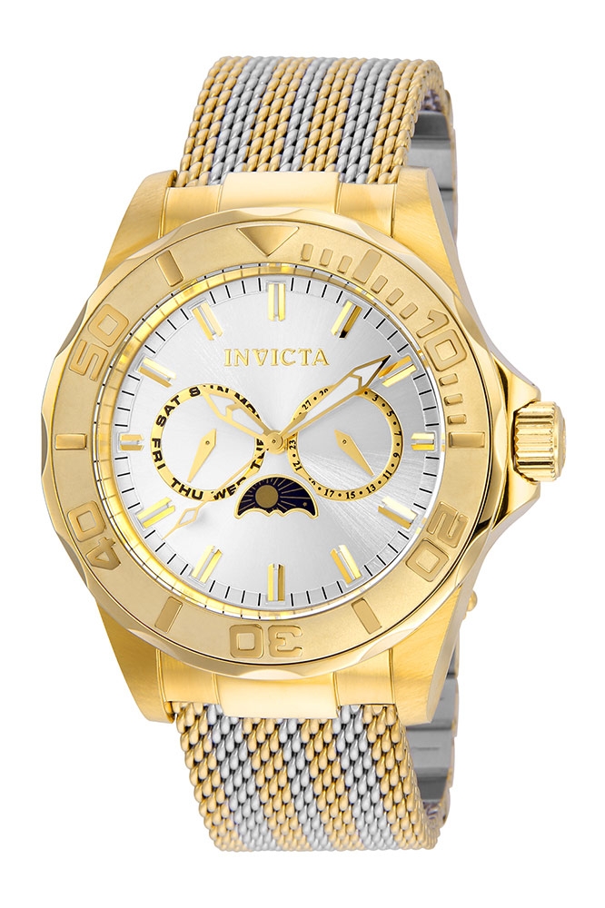 Invicta Pro Diver Quartz Moon Phase Silver Dial Men's Watch 24992 ...