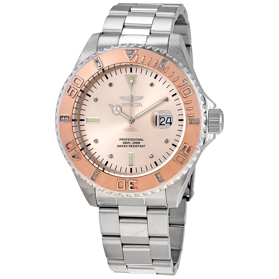 Invicta Pro Diver Quartz Rose Gold Dial Men's Watch 17309 886678211517 ...