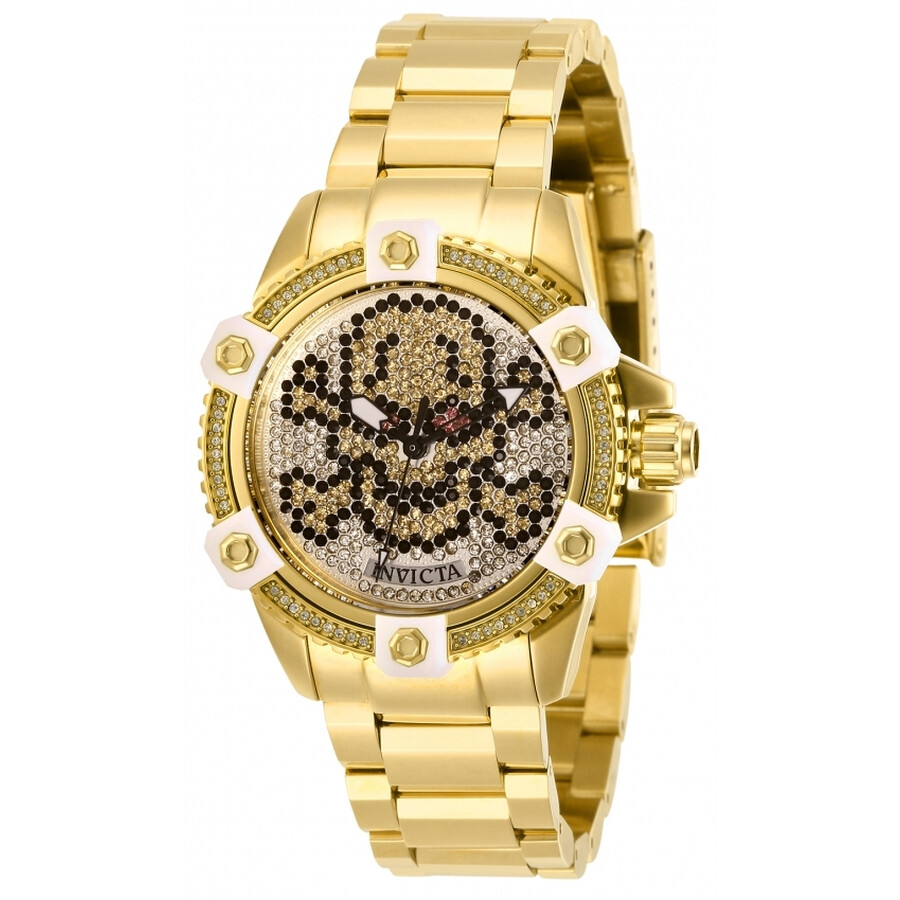 Invicta Pro Diver Quartz Skull Crystal Silver Dial Ladies Watch 29313 ...