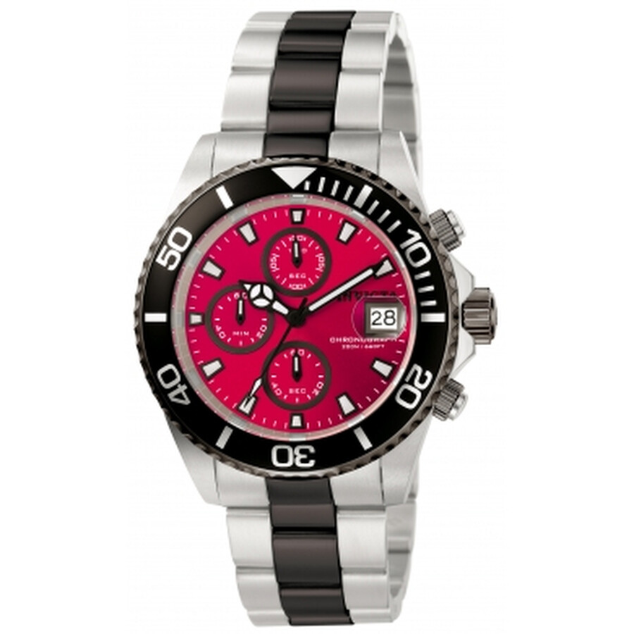 Invicta Pro Diver Red Dial Two-tone Stainless Steel Chronograph Men's ...