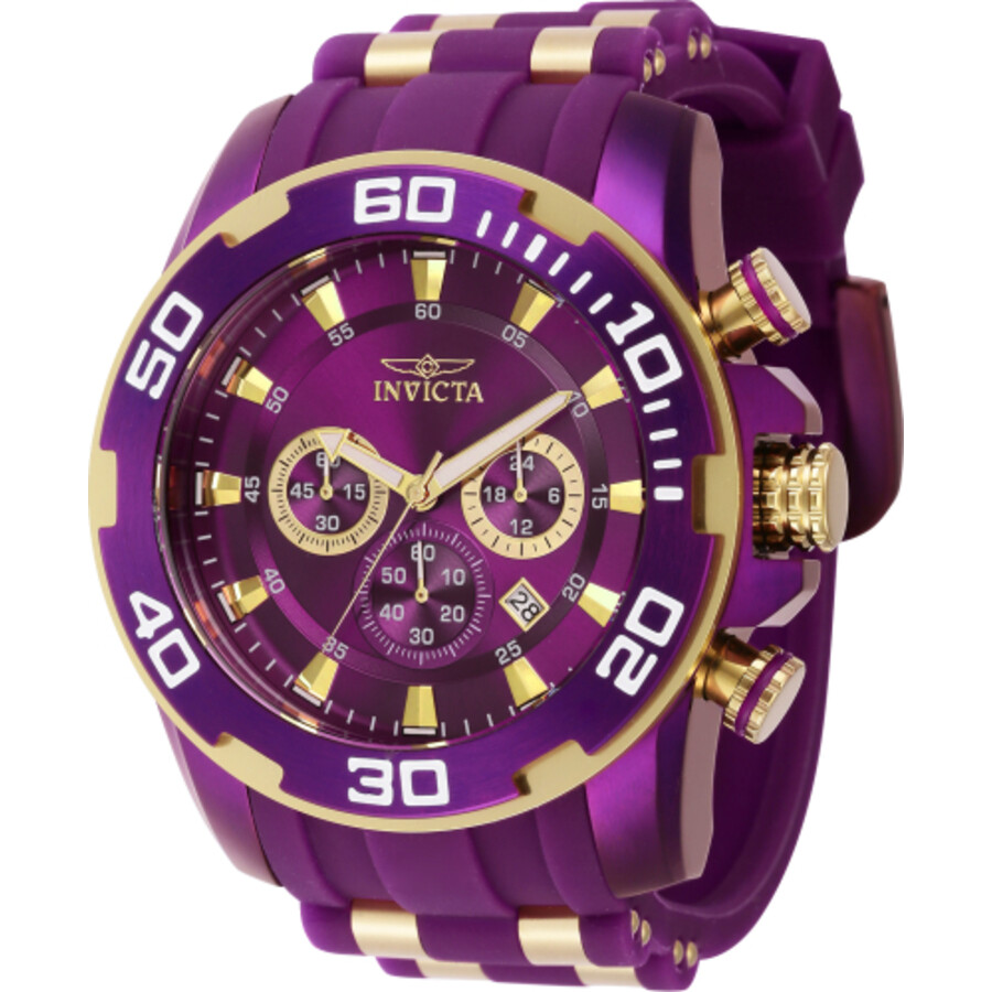 Invicta Pro Diver SCUBA Chronograph GMT Quartz Purple Dial Men's Watch ...