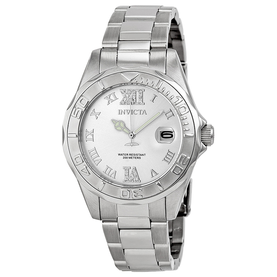 Invicta Pro Diver Silver Dial Stainless Steel Ladies Watch 12851 ...