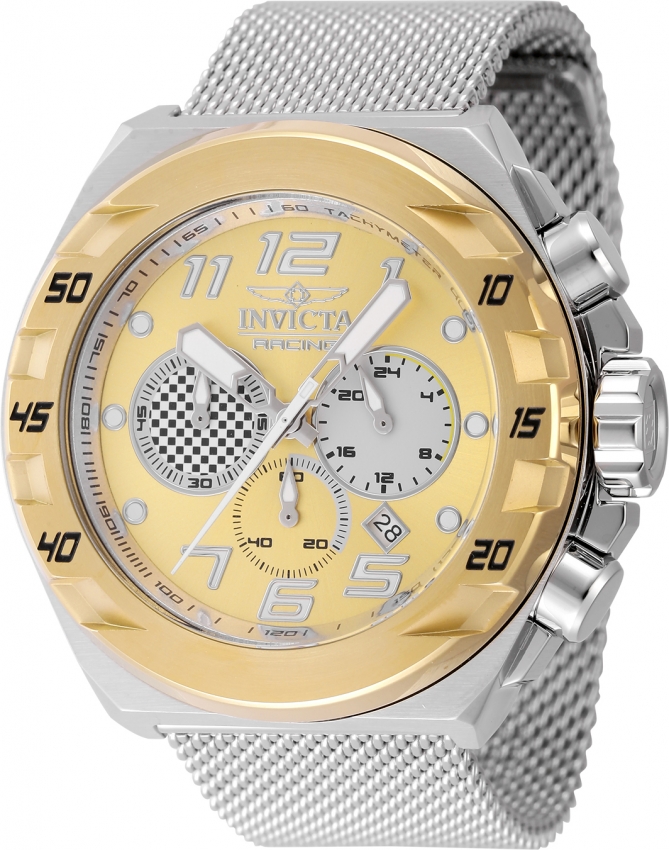 Invicta Racing Chronograph GMT Quartz Gold Dial Men's Watch 47204 ...