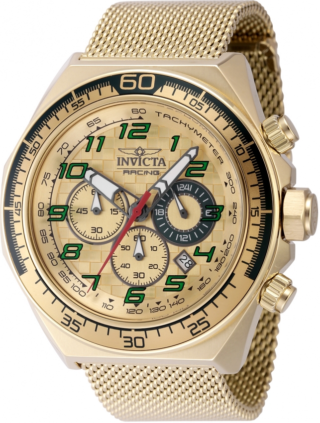 Invicta Racing Chronograph GMT Quartz Gold Dial Men's Watch 47902 ...