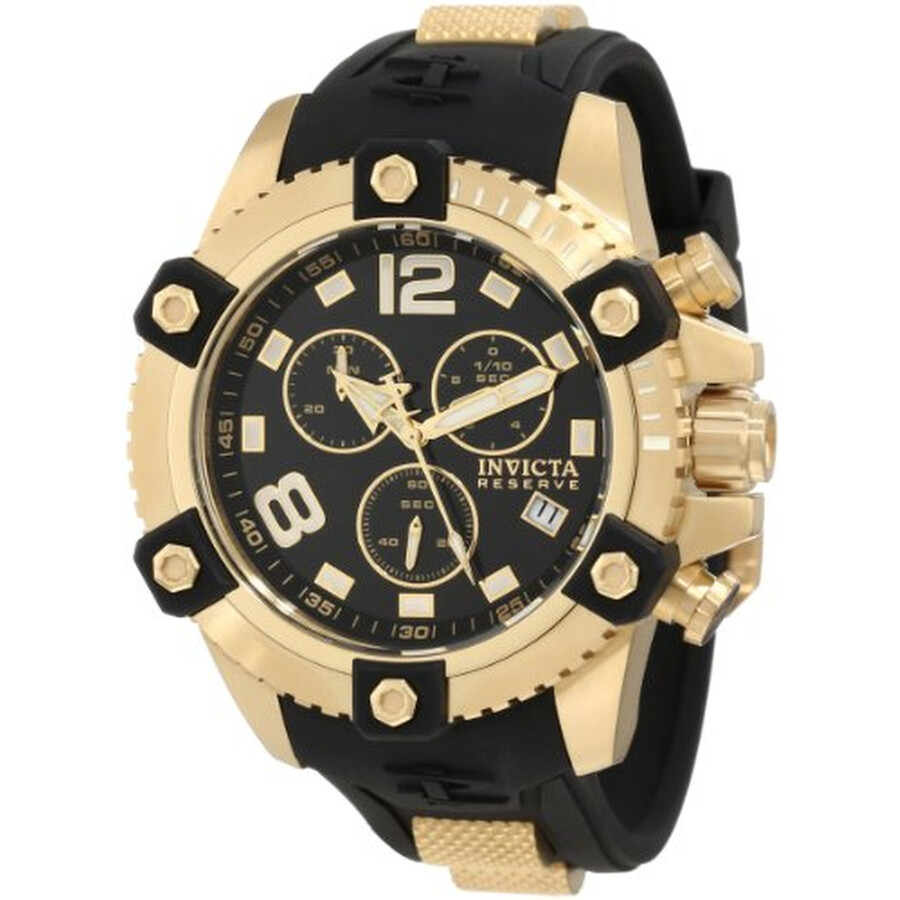 Invicta Reserve Arsenal Chronograph Black Dial Black Polyurethane Men's ...