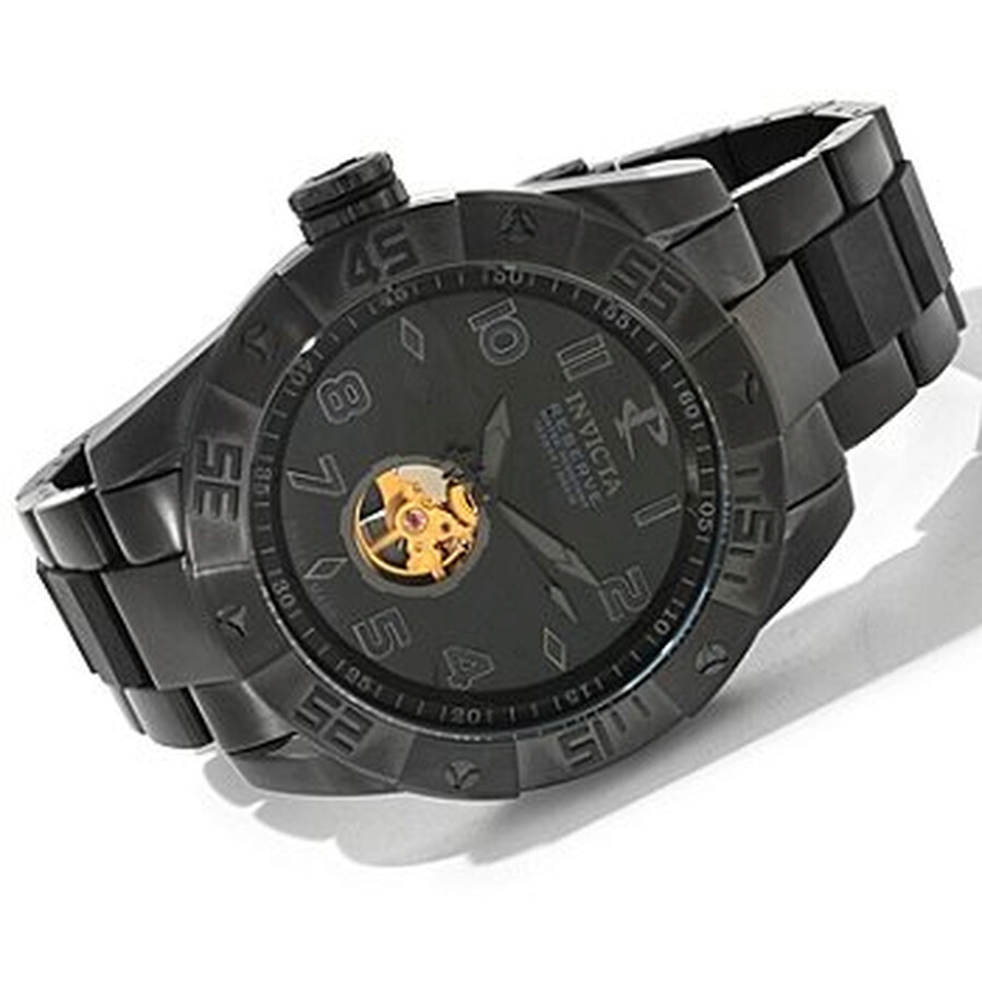 Invicta Reserve Black Meteorite Dial Black-tone Stainless Steel Men's ...