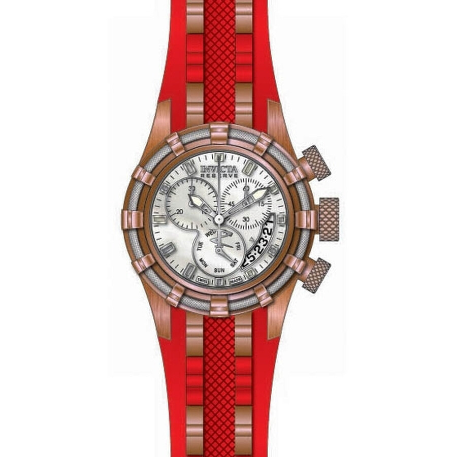 Invicta Reserve Bolt Chronograph Ladies Watch with Red Polyurethane ...