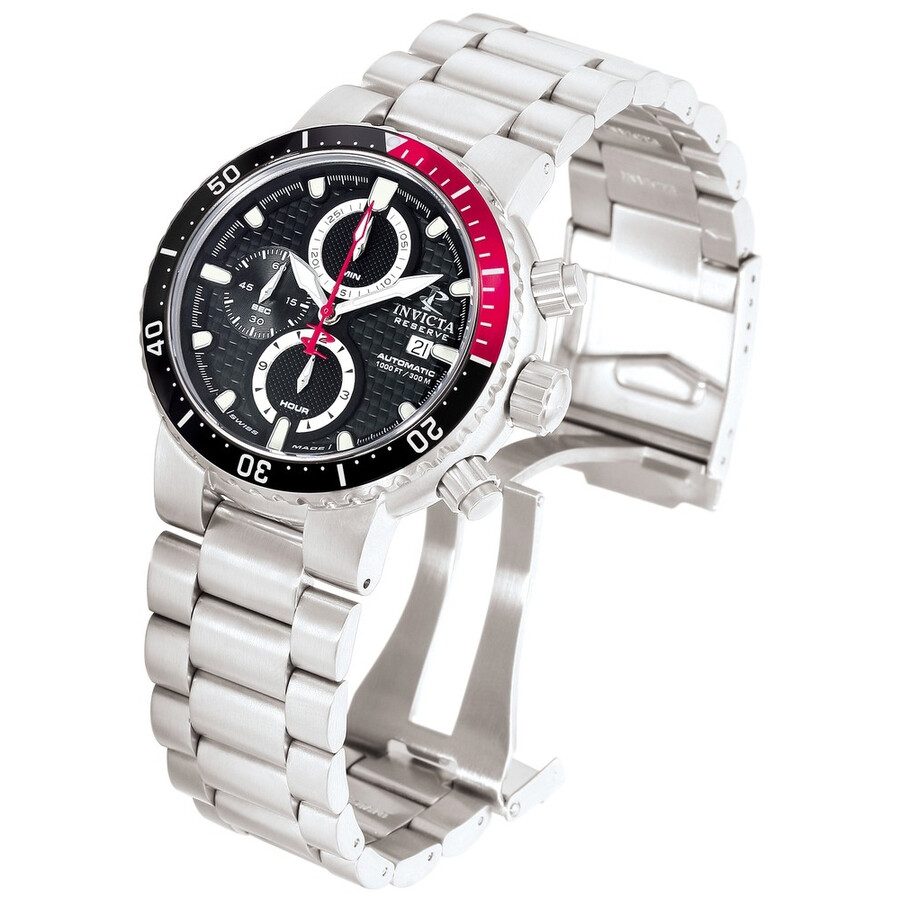 Invicta Reserve Chronograph Automatic Black Dial Coke Bezel Men's Watch ...