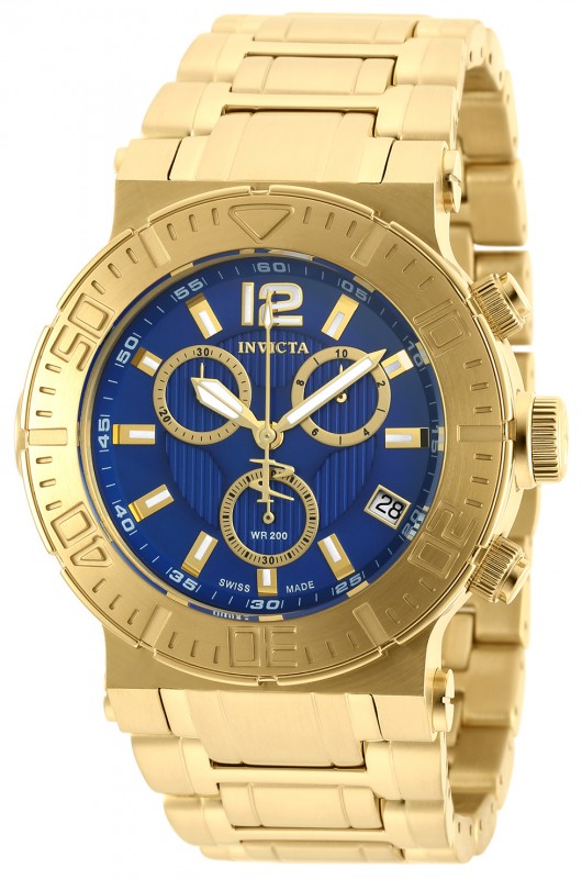 Invicta Reserve Chronograph Blue Dial Yellow Gold-plated Men's Watch ...