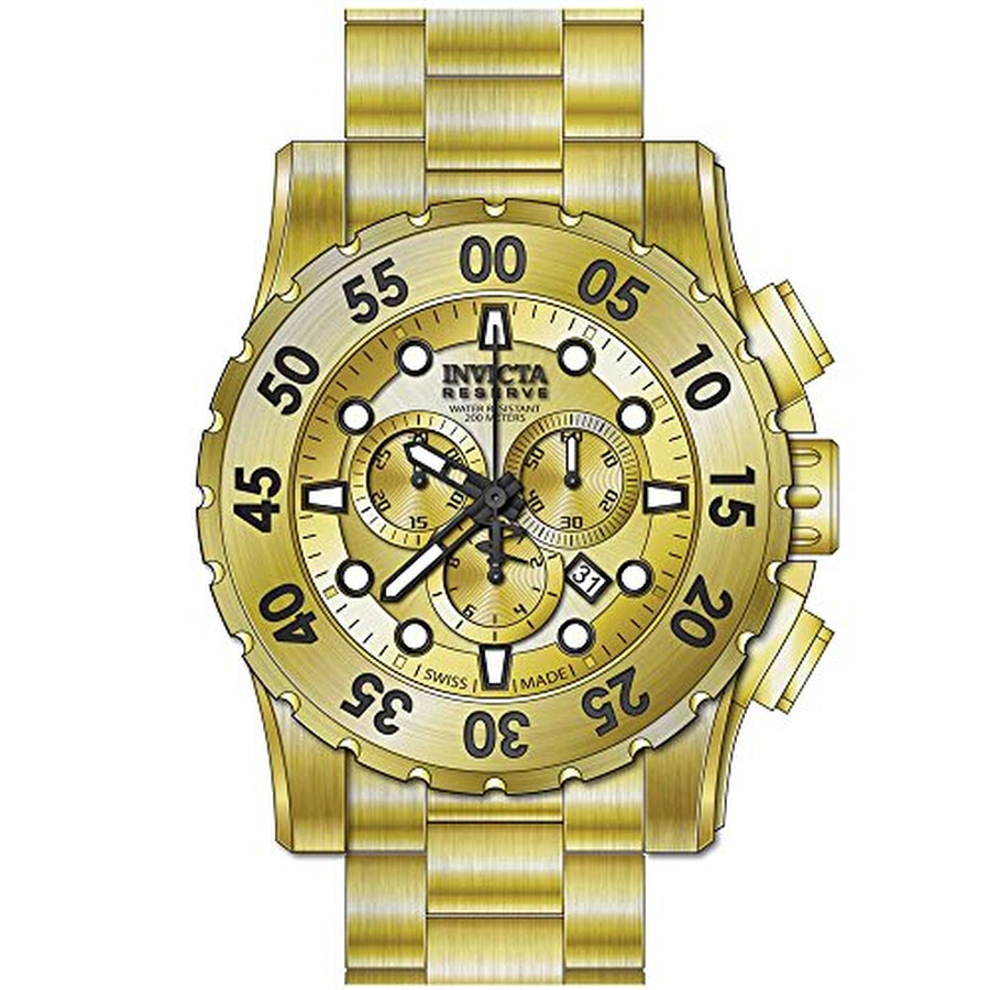 Invicta Reserve Chronograph Gold Dial Gold-plated Men's Watch 17379 ...