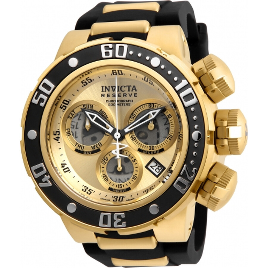 Invicta Reserve Chronograph Gold Dial Men's Watch 21641 886678265718 ...