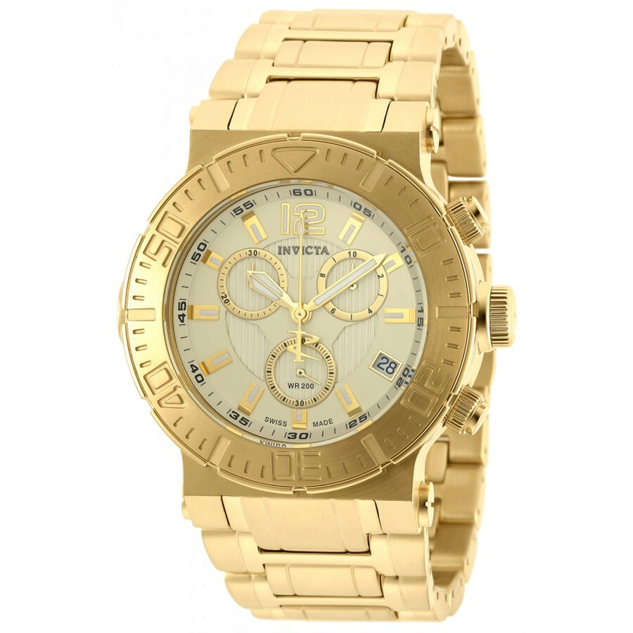 Invicta Reserve Chronograph Gold Dial Yellow Gold-plated Men's Watch ...