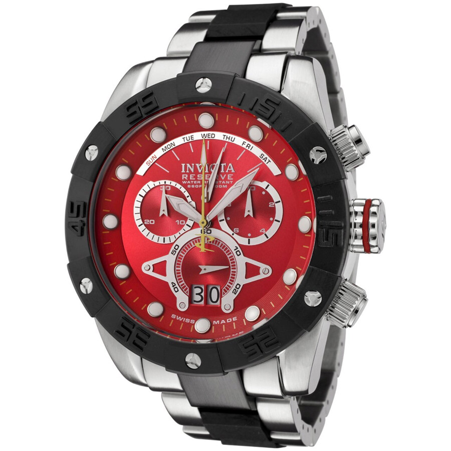 Invicta Reserve Chronograph Red Dial Men's Watch 0330 843836003308 ...