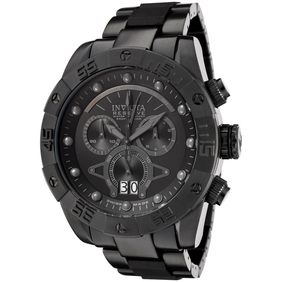 Invicta Reserve Leviathan II Chronograph Black Dial Black Ion-plated ...