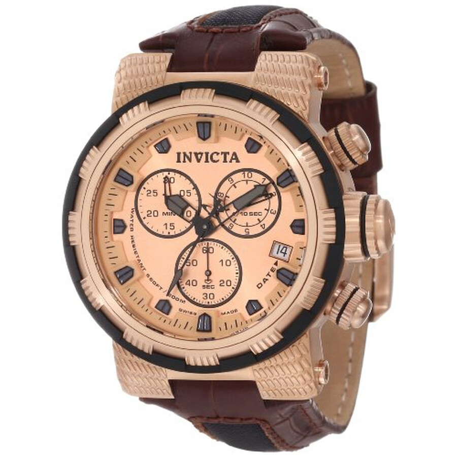 Invicta Reserve rose-gold leather quartz chrono Men's 11235 ...