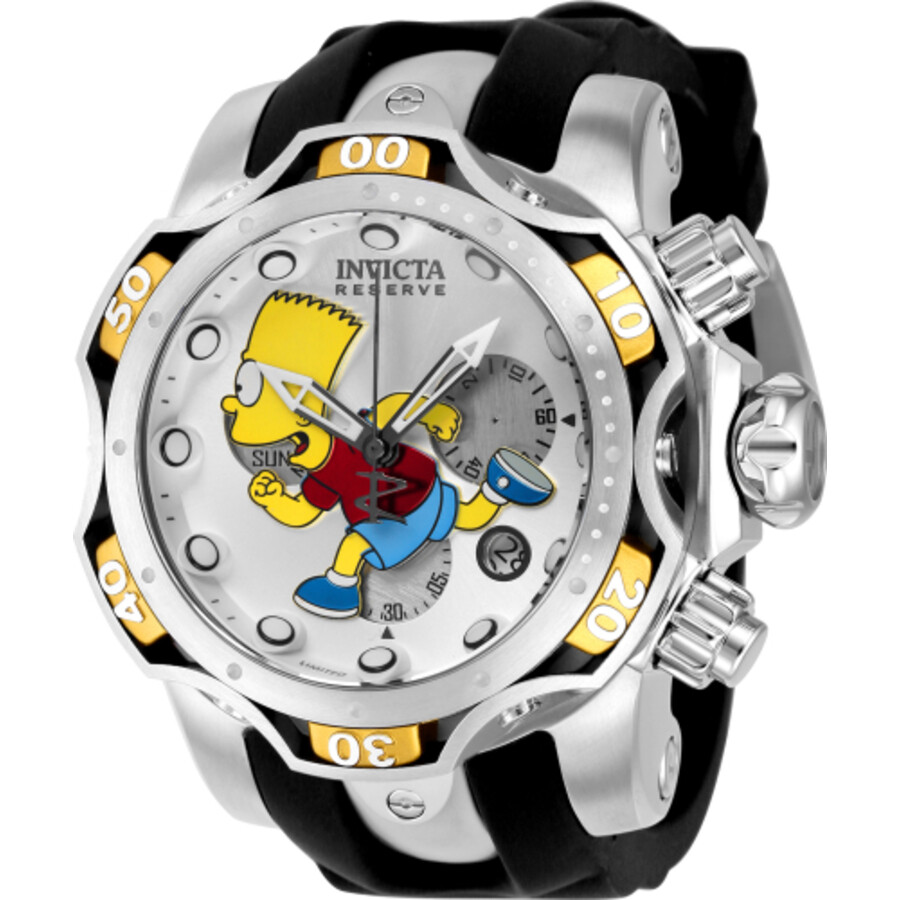 Invicta Reserve Simpsons Chronograph Quartz Silver Dial Men's Watch ...