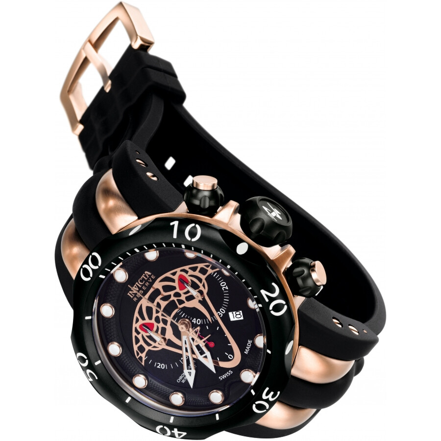 Invicta Reserve Venom Viper Chronograph Black Dial Black Rubber Men's ...
