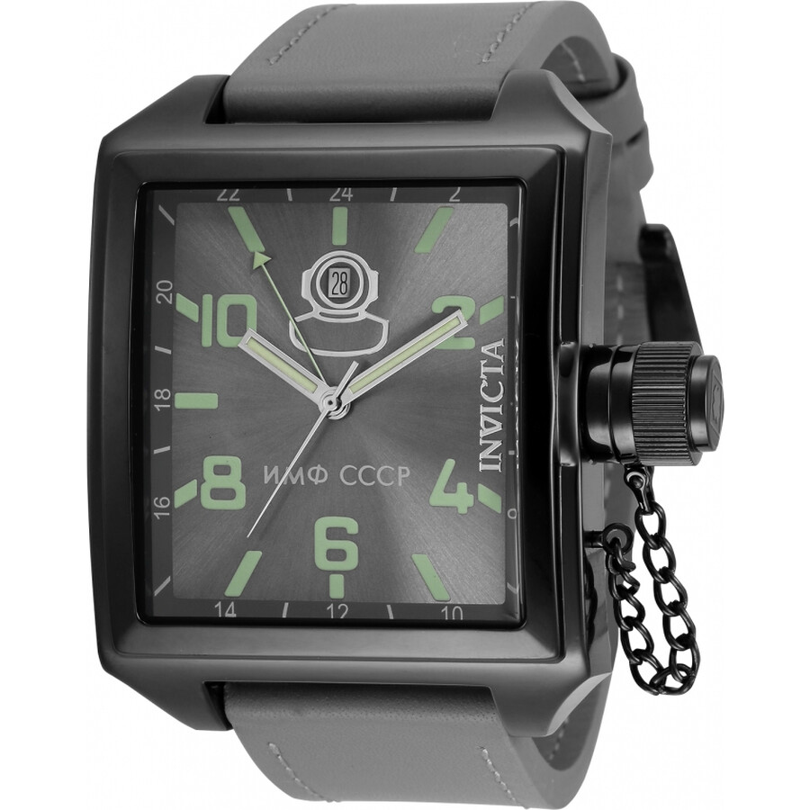 Invicta Russian Diver Quartz Grey Dial Grey Leather Men's Watch 33707 ...