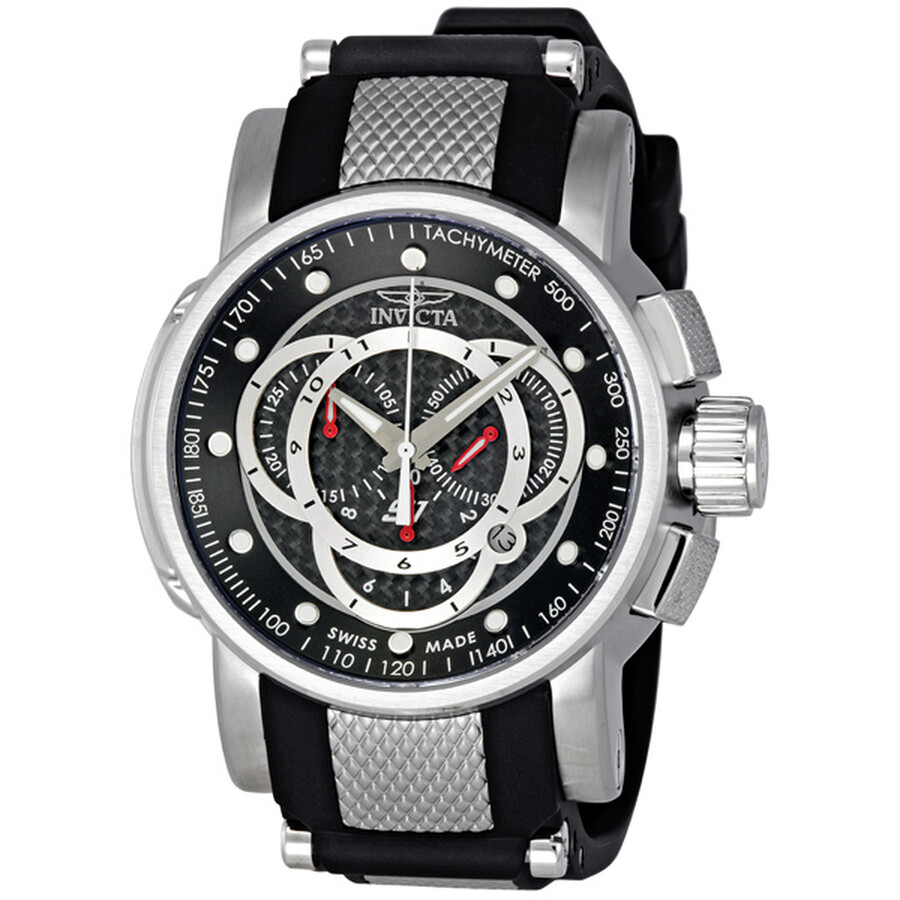 Invicta S1 Chronograph Tachymeter Black Dial Black Rubber Strap Men's ...