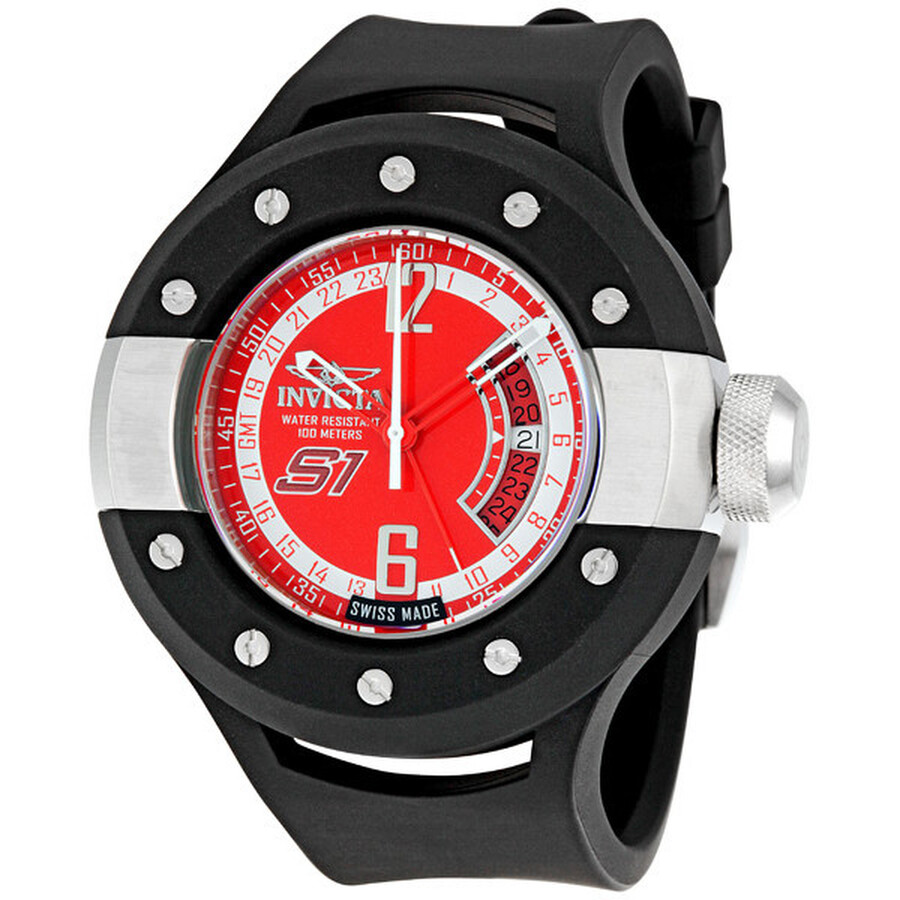 Invicta S1 Collection Rally GMT Red Dial Black Rubber Men's Watch 6844 ...